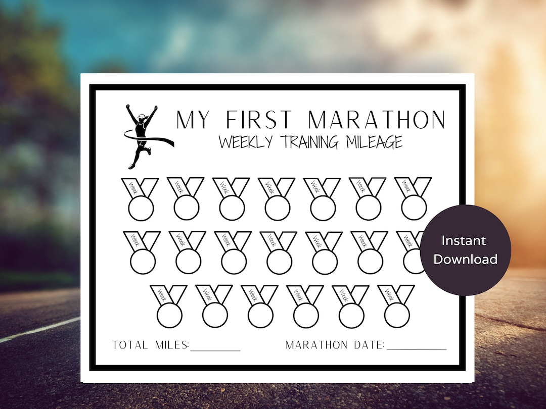 Marathon Training Tracker, First Marathon, Training Log for Marathon ...