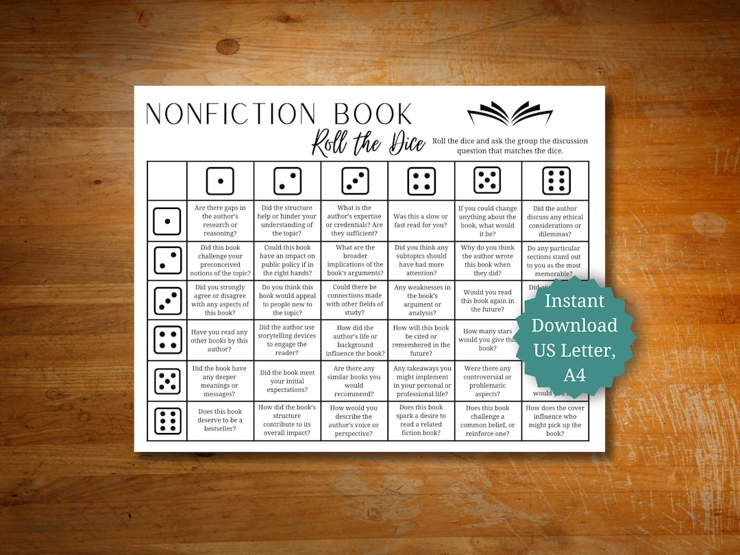 Book Club Game for Discussion, Book Club Questions, Nonfiction Book ...