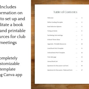 Book Club Guide Digital Download Editable Template, Book Club Planner ...