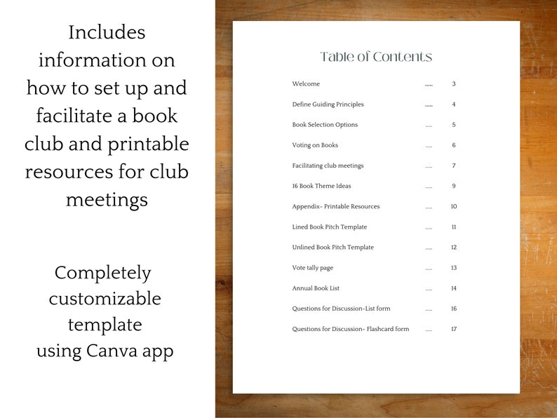 Book Club Guide Digital Download Editable Template, Book Club Planner ...