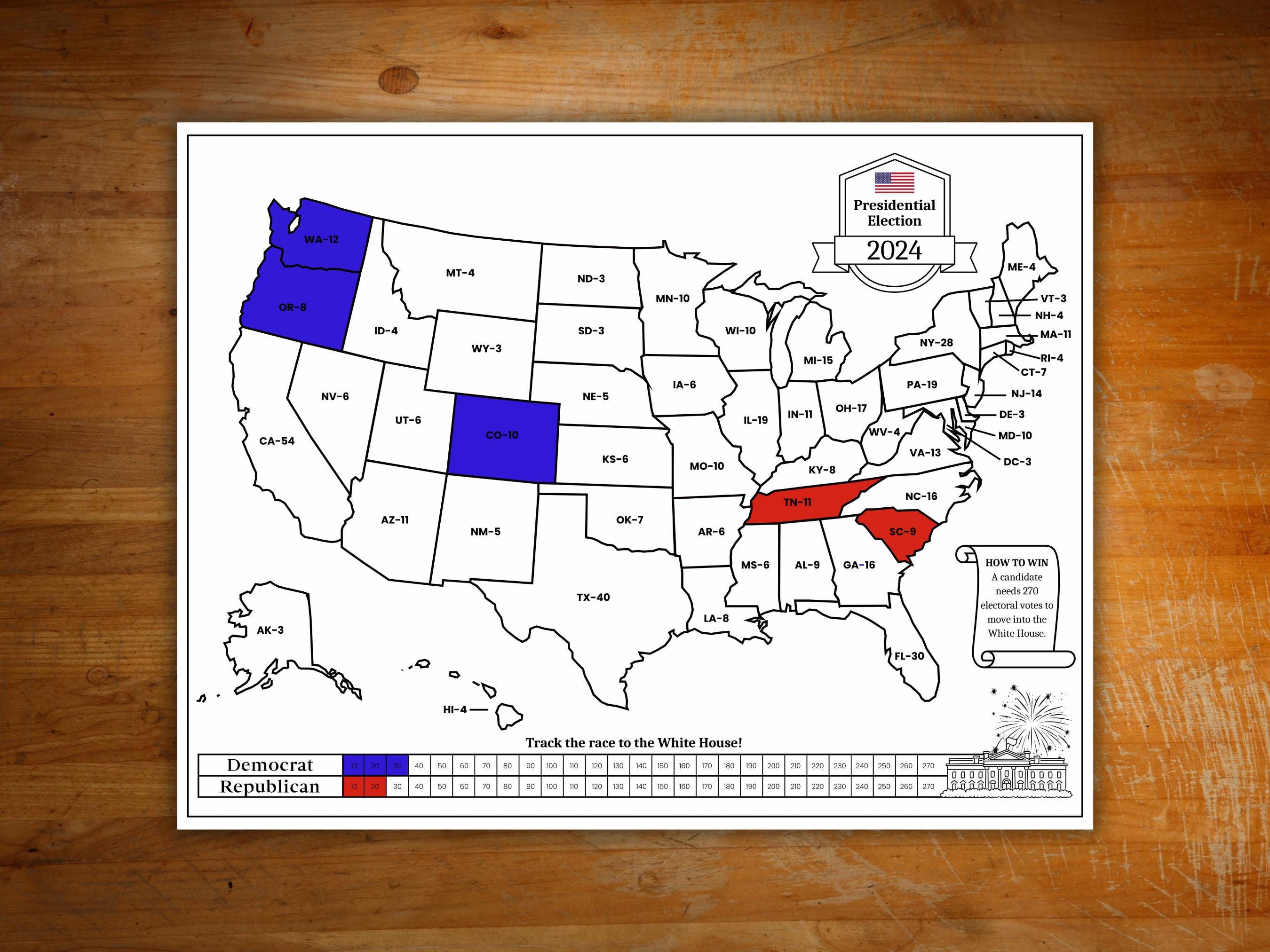 Election Night 2024 Electoral College Map Vote Tracker, US Election ...