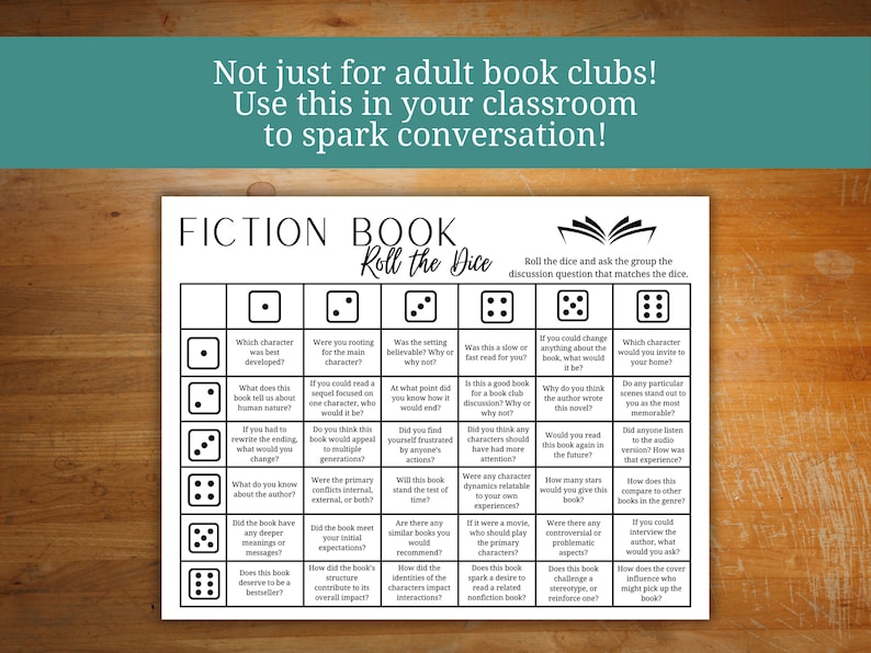 Book Club Game for Discussion, Book Club Questions, Fiction Book ...