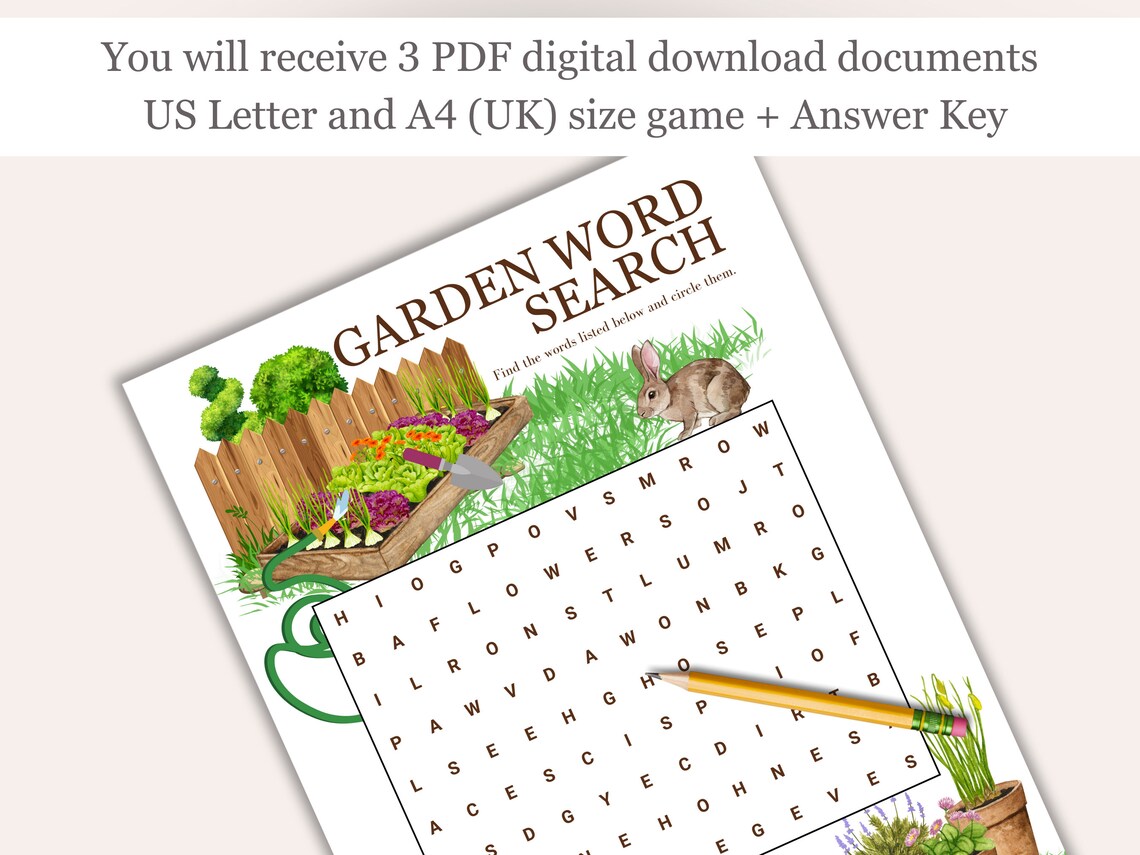 Spring Garden Word Search Game, Spring Activity for Classroom, Garden ...