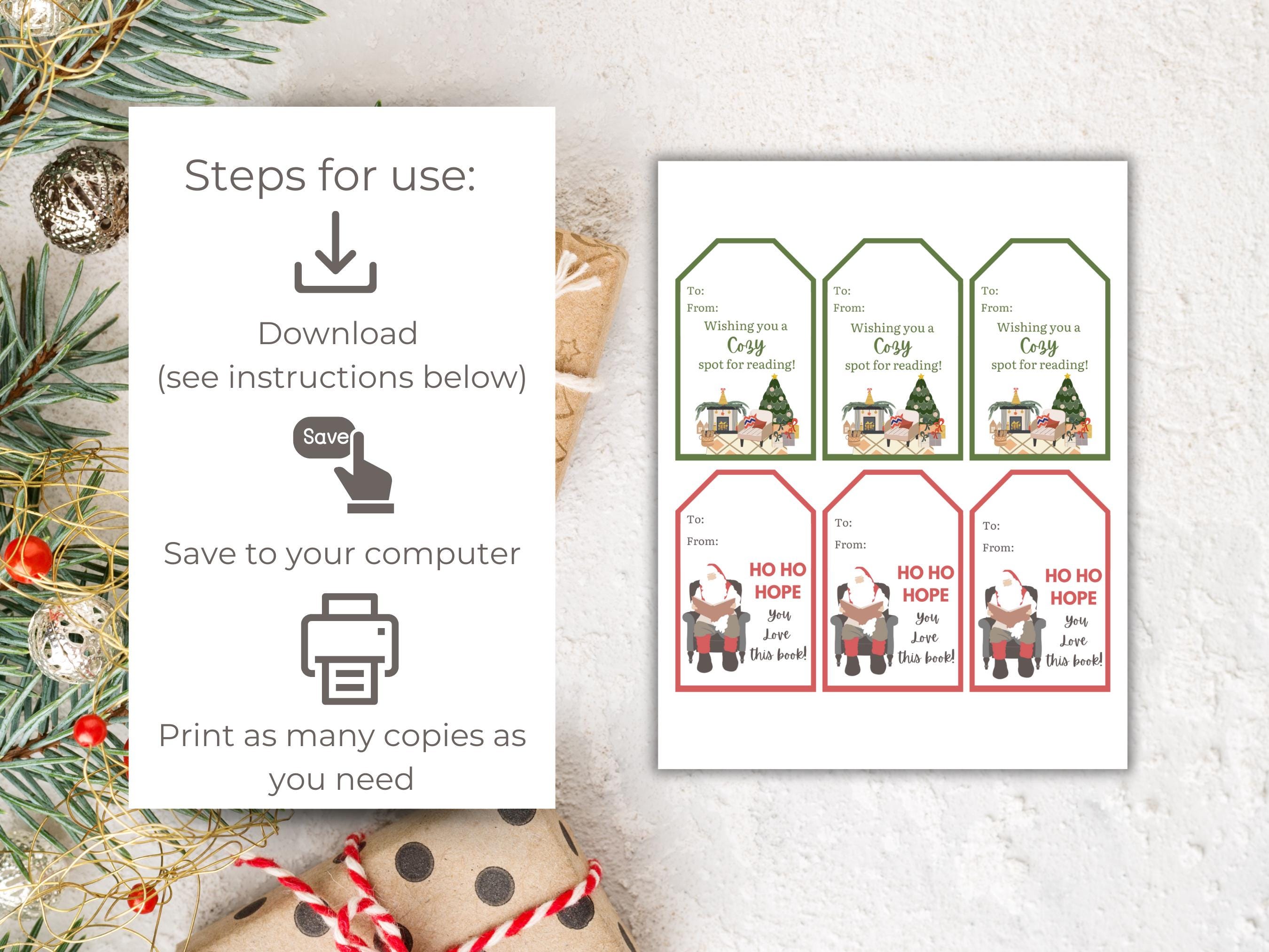 Christmas Gift Tags for Books, Gift Tags for Readers, Christmas Book ...