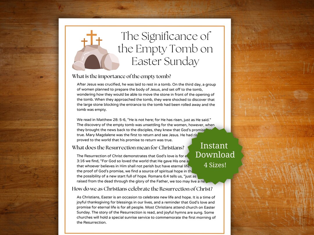 Easter Sunday Handout, Jesus' Resurrection From the Empty Tomb, Easter ...