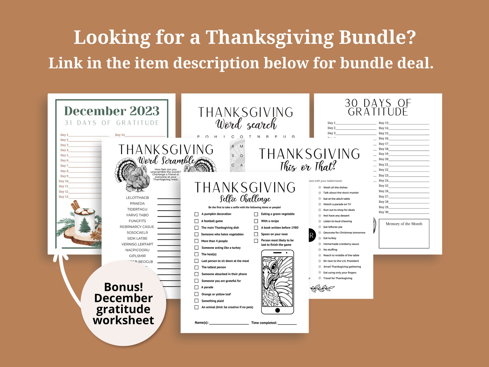 Thanksgiving Selfie Challenge Printable, Selfie Scavenger Hunt ...