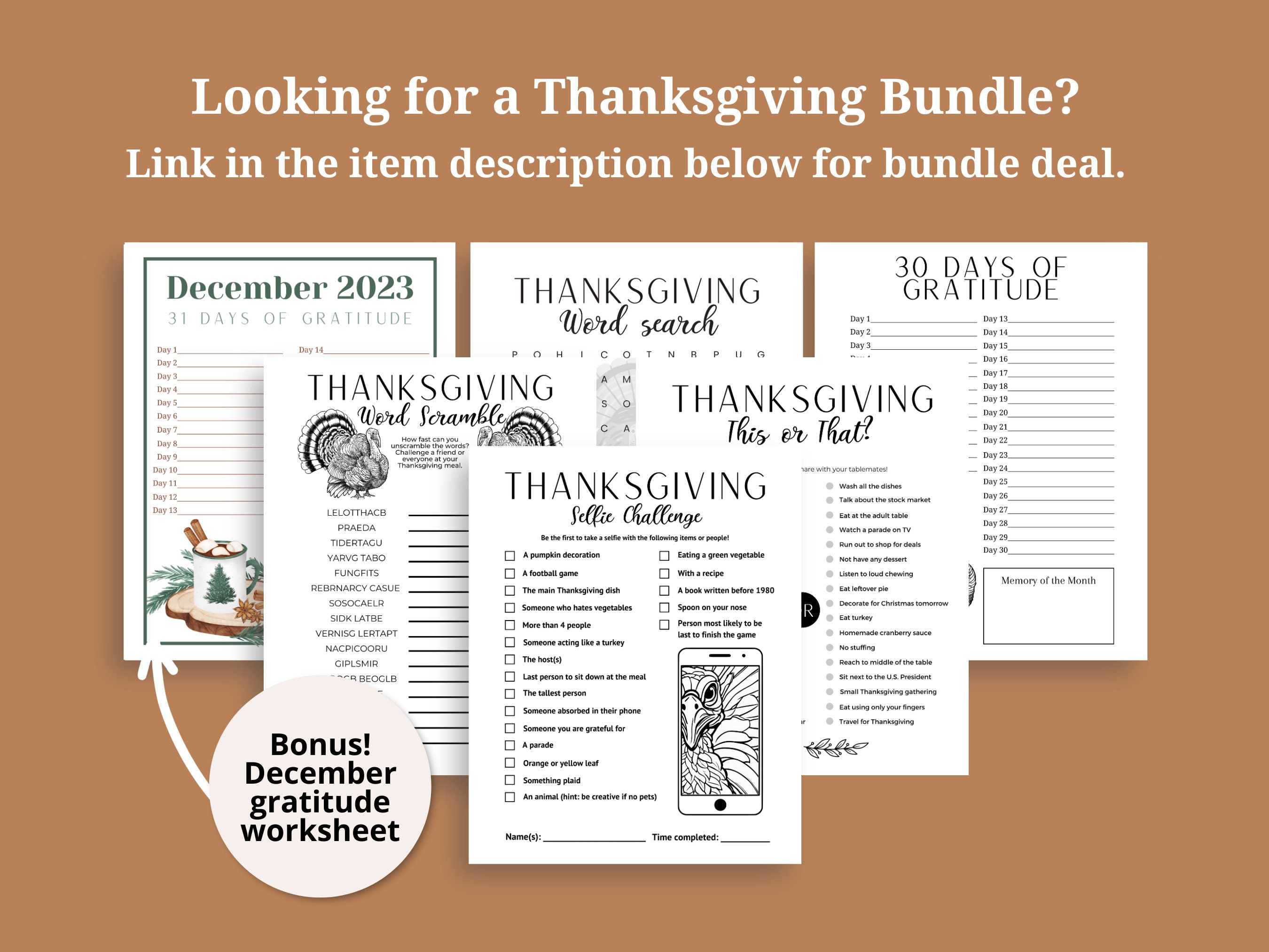 Thanksgiving Selfie Challenge Printable, Selfie Scavenger Hunt ...