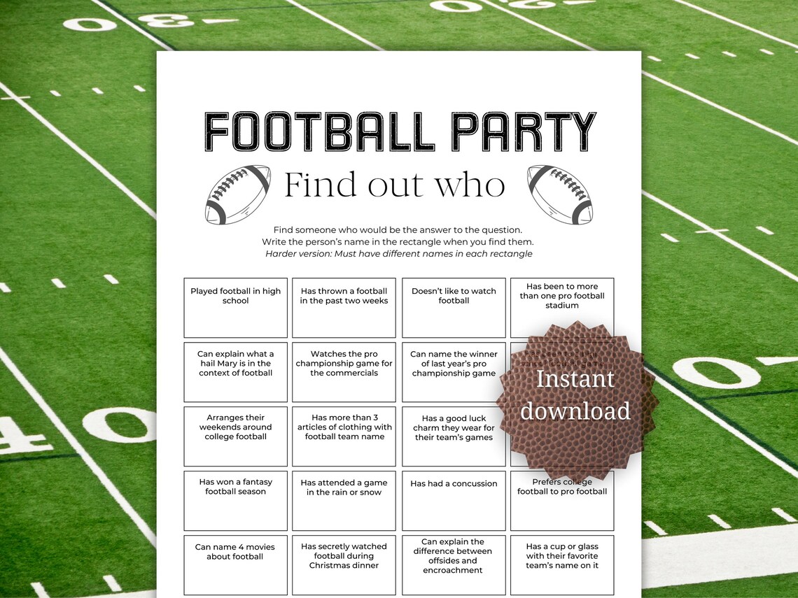 Game Day Football Party Game, Football Party Game, Football Find the ...