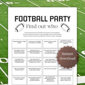Game Day Football Party Game, Football Party Game, Football Find the ...