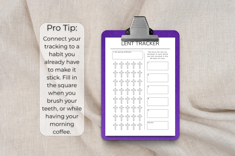 Lent Countdown Tracker and Lenten Focus for 40 Days of Lent Printable ...