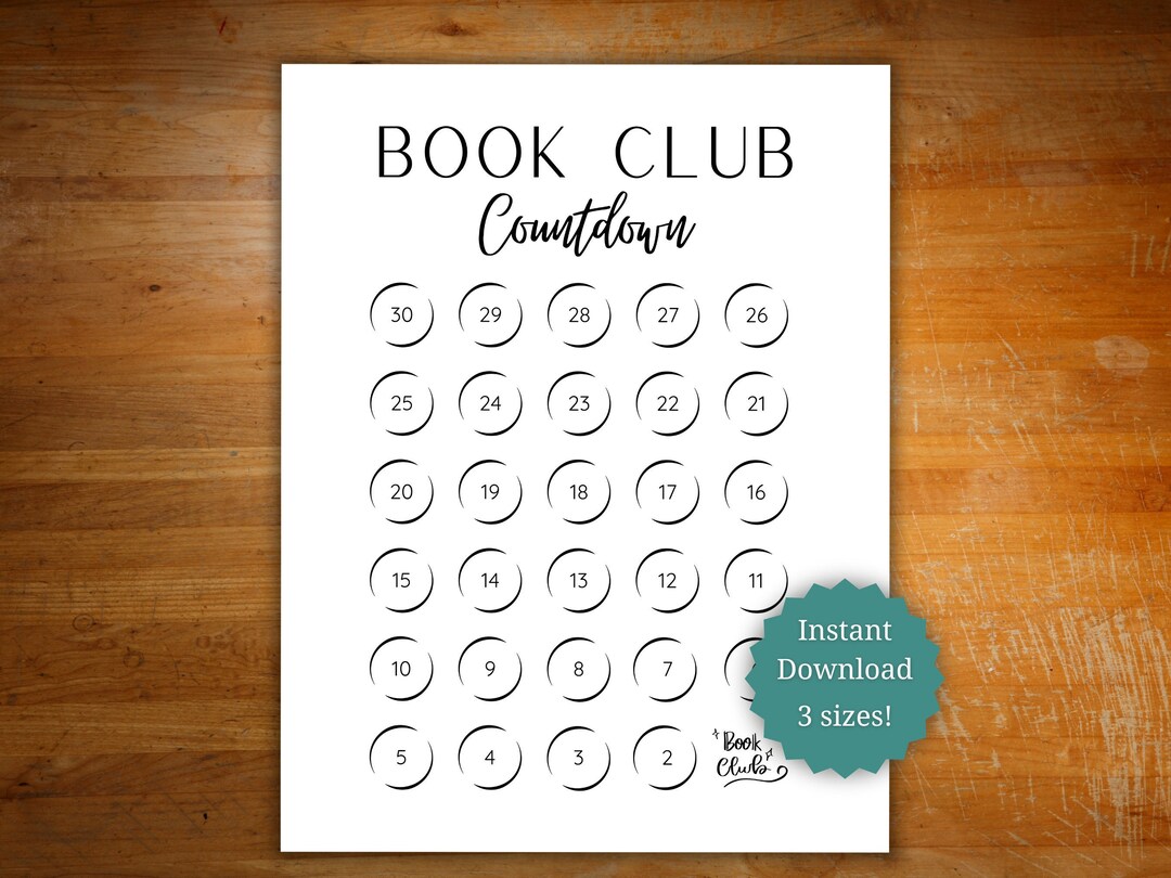 Book Club Countdown, Book Club Tracker, A5 Planner Printable Insert ...