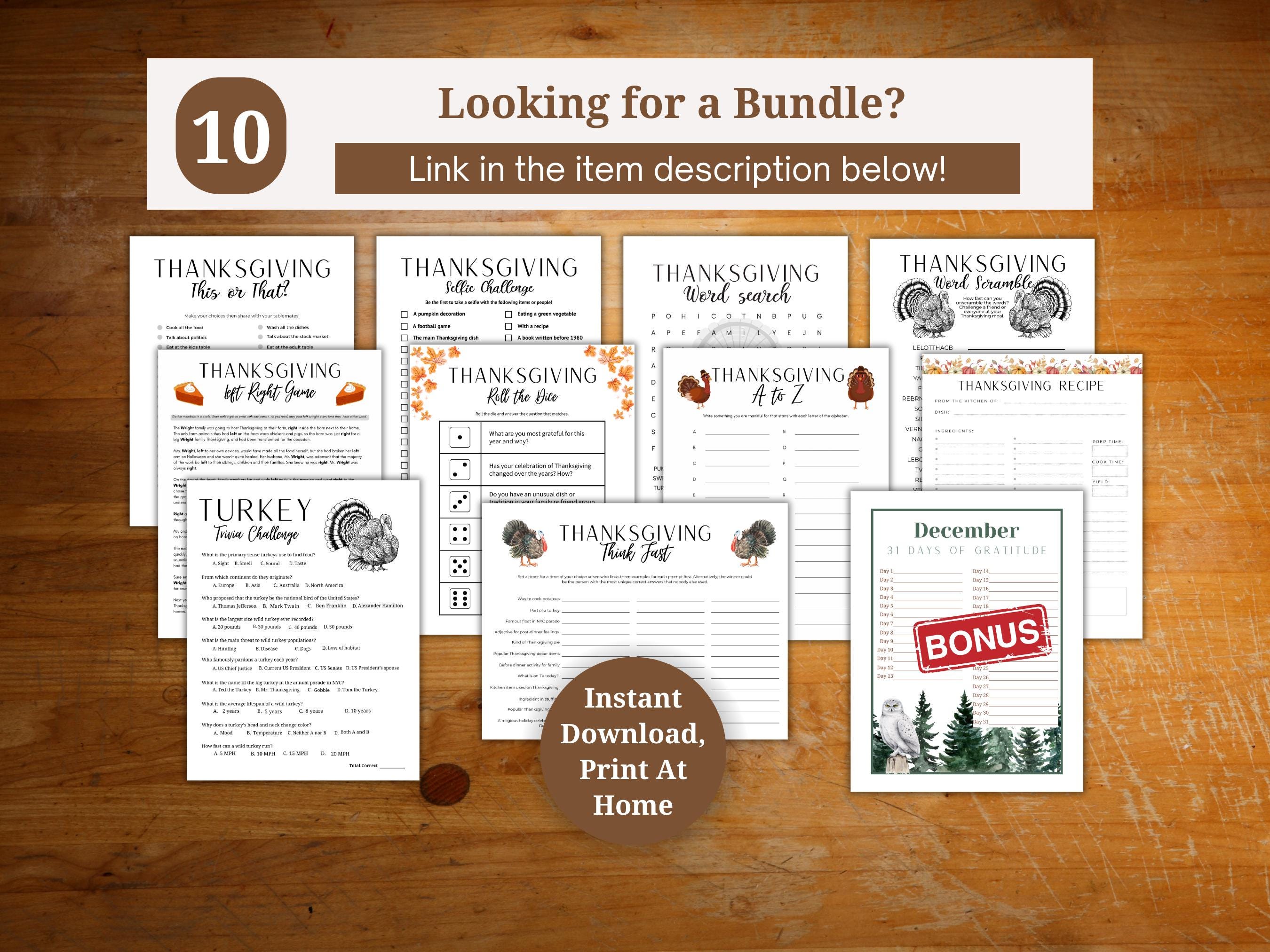 Thanksgiving Game This or That Printable, Thanksgiving Dinner Game ...