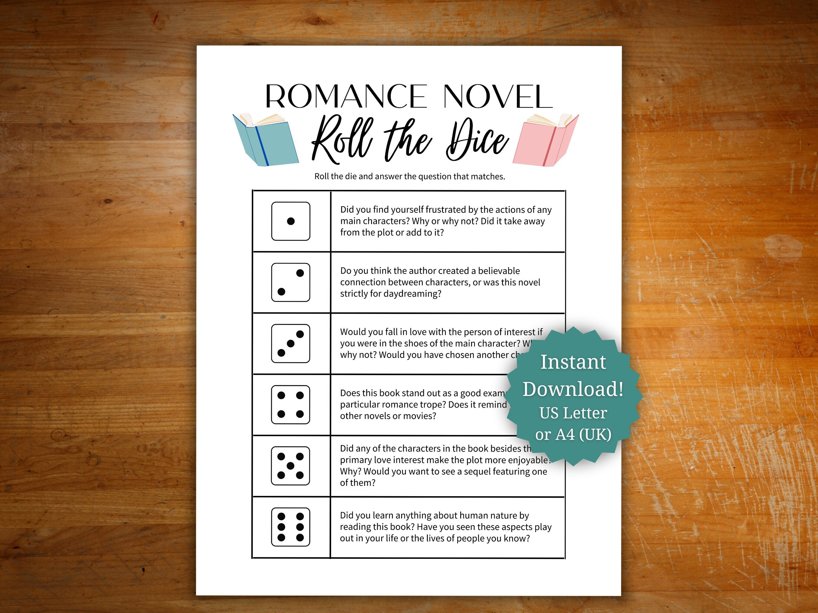 Romance Book Club Game for Discussion, Romance Book Club Questions ...