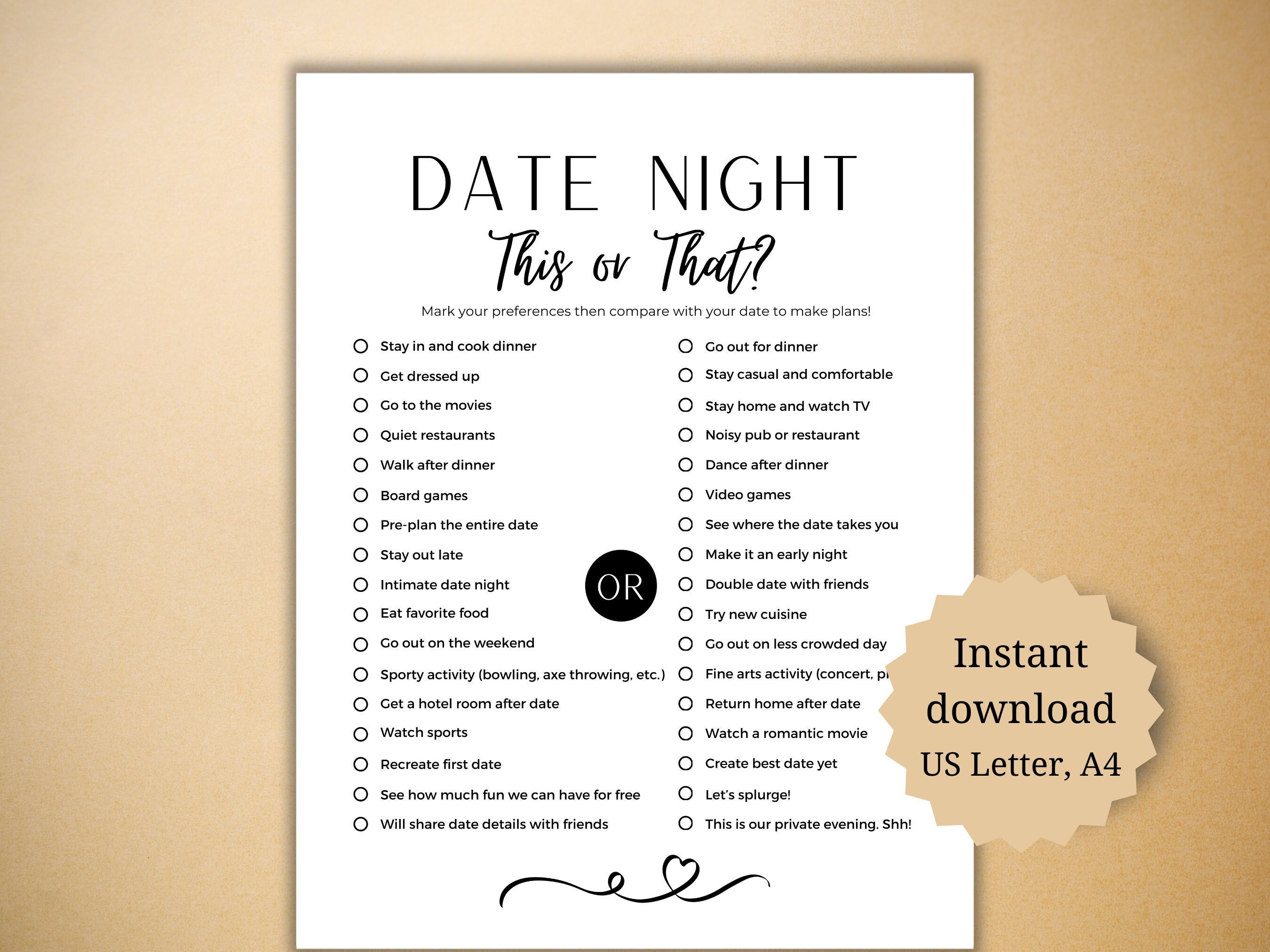 Date Night This or That Game, Date Ideas for Couples, Anniversary Date ...