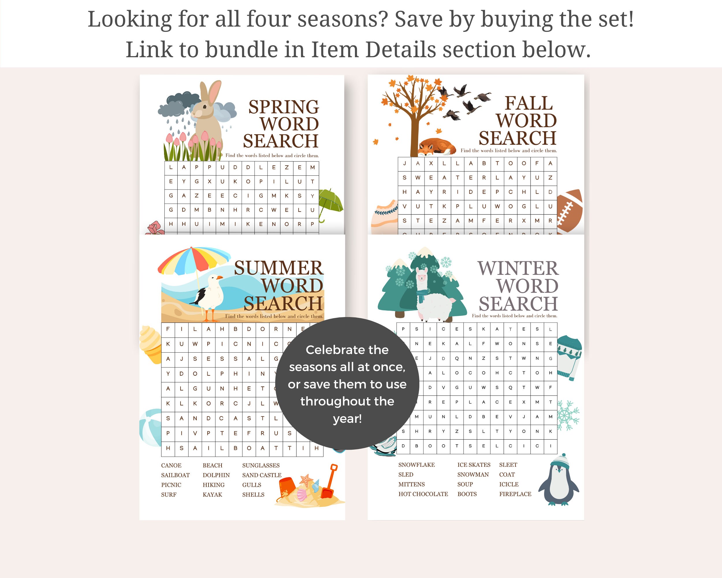 Spring Word Search Season Vocabulary, Spring Classroom Word Game, Word ...