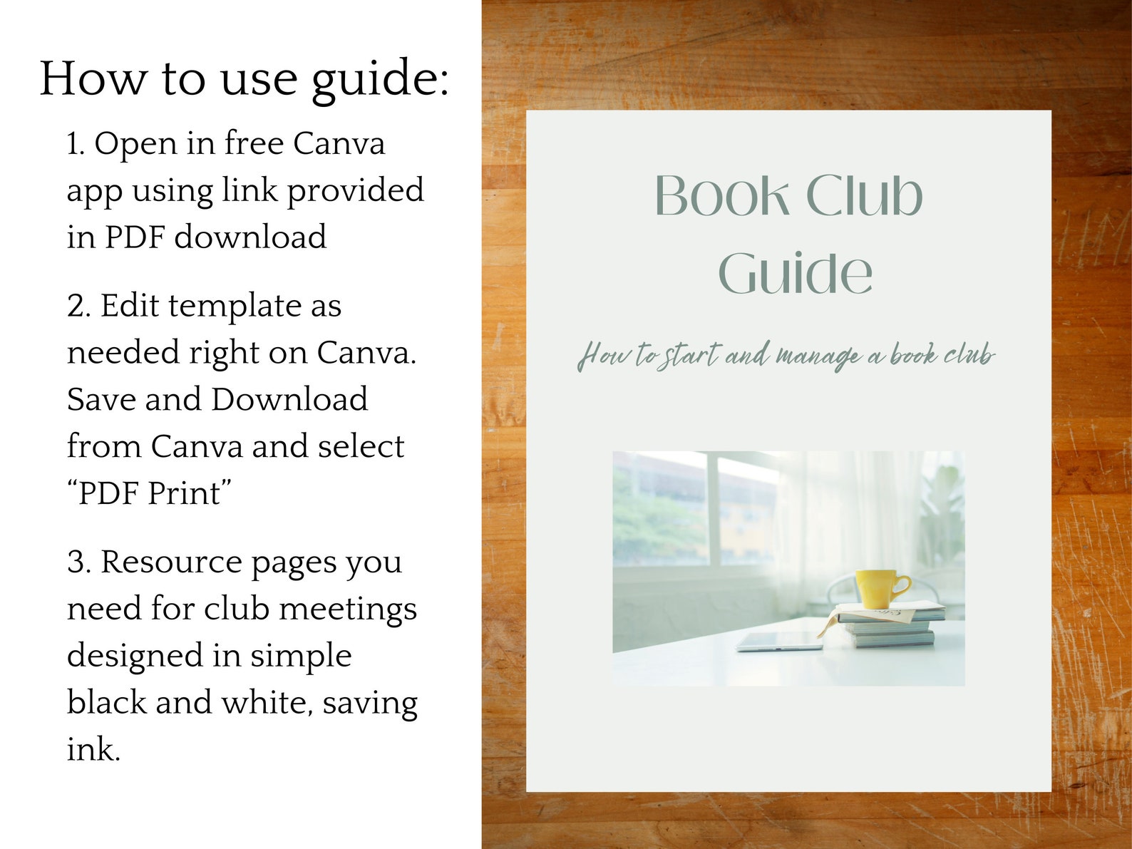 Book Club Guide Digital Download Editable Template, Book Club Planner ...