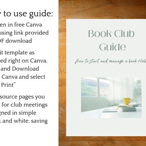 Book Club Guide Digital Download Editable Template, Book Club Planner ...
