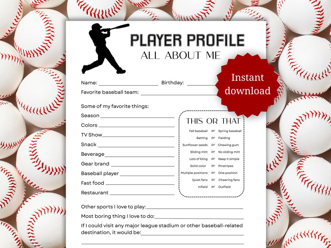 Baseball Team Activity, Baseball Player Profile, Youth Baseball Player ...