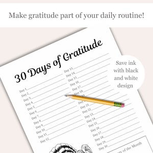 Thanksgiving Month of Gratitude Printable Journal Page, 30 Days of ...