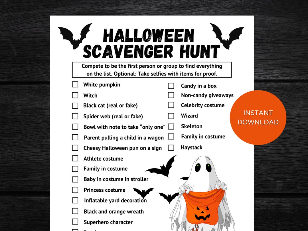 Halloween Scavenger Hunt Game for Halloween Night or Halloween - Etsy