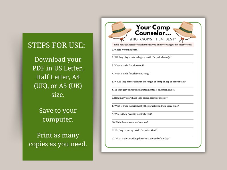 Summer Camp Game, Camp Counselor Icebreaker Game, Camp Activity Digital ...