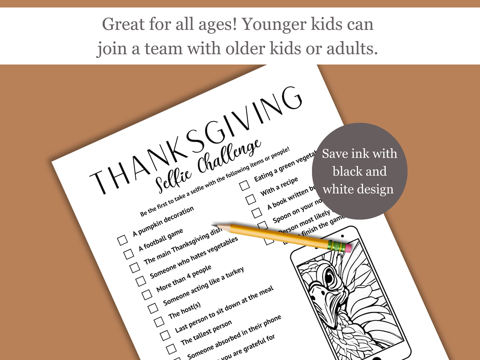 Thanksgiving Selfie Challenge Printable, Selfie Scavenger Hunt ...