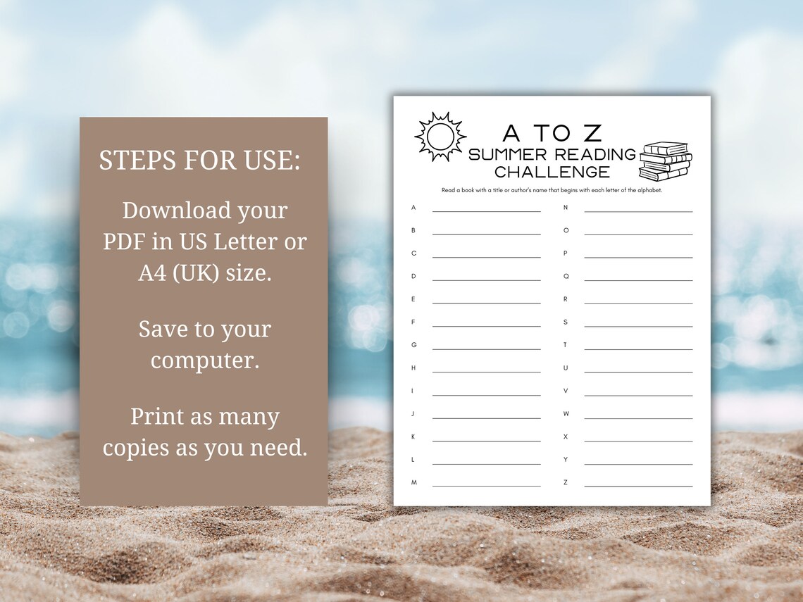 Summer Reading Activity, A to Z Summer Reading Challenge for Kids ...