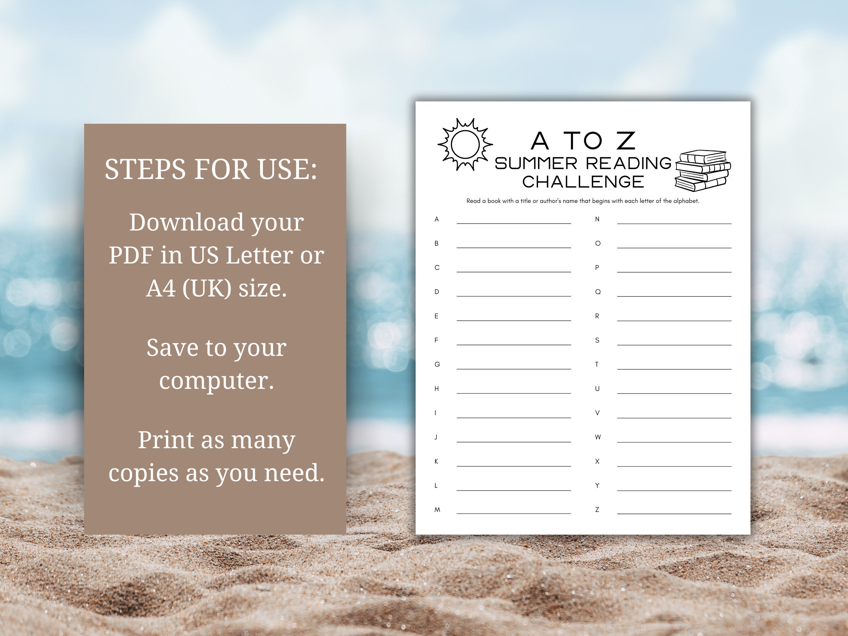 Summer Reading Activity, A to Z Summer Reading Challenge for Kids ...