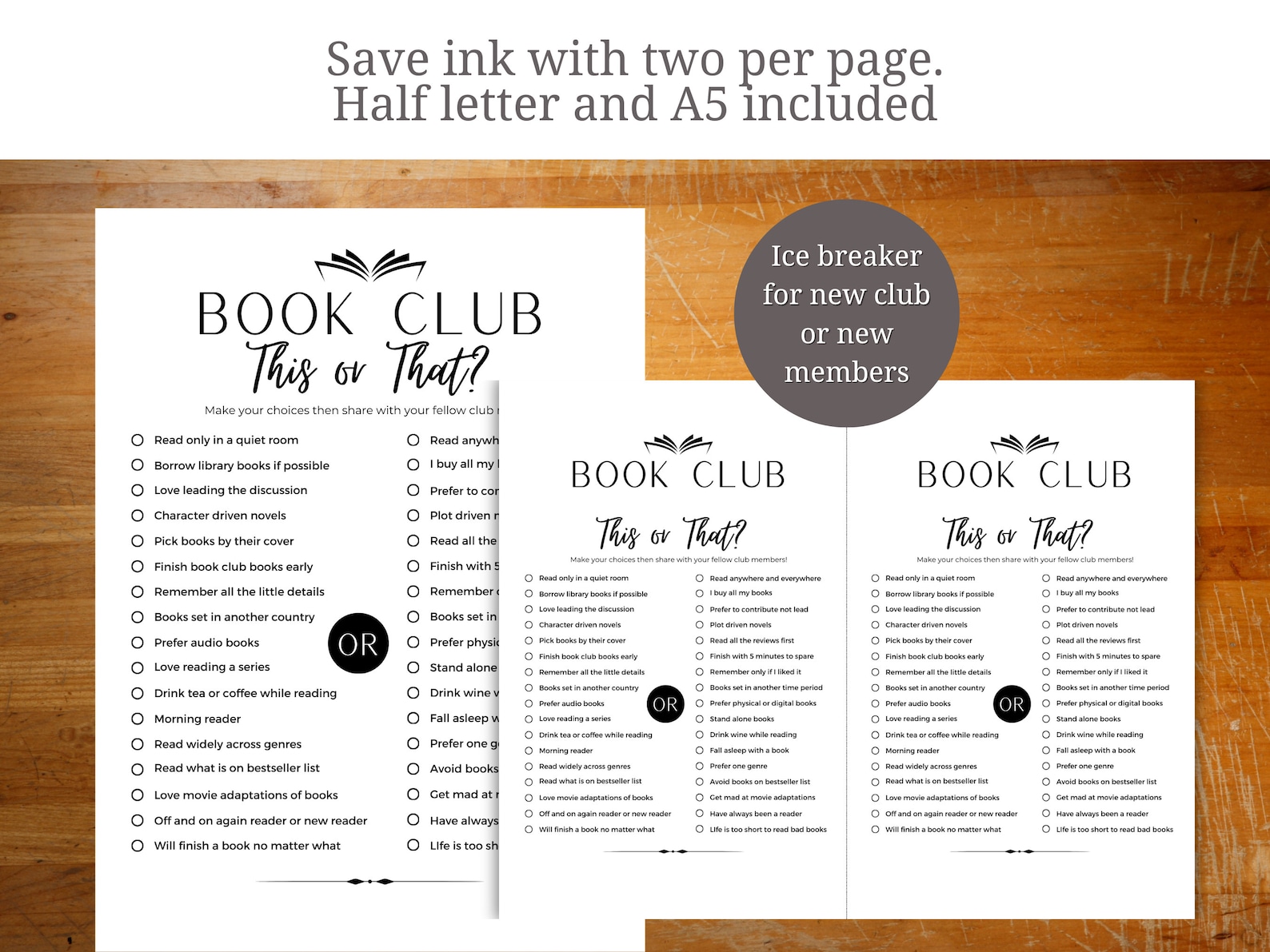Book Club Ice Breaker Game, Activity for Book Club, Adult Book Club ...
