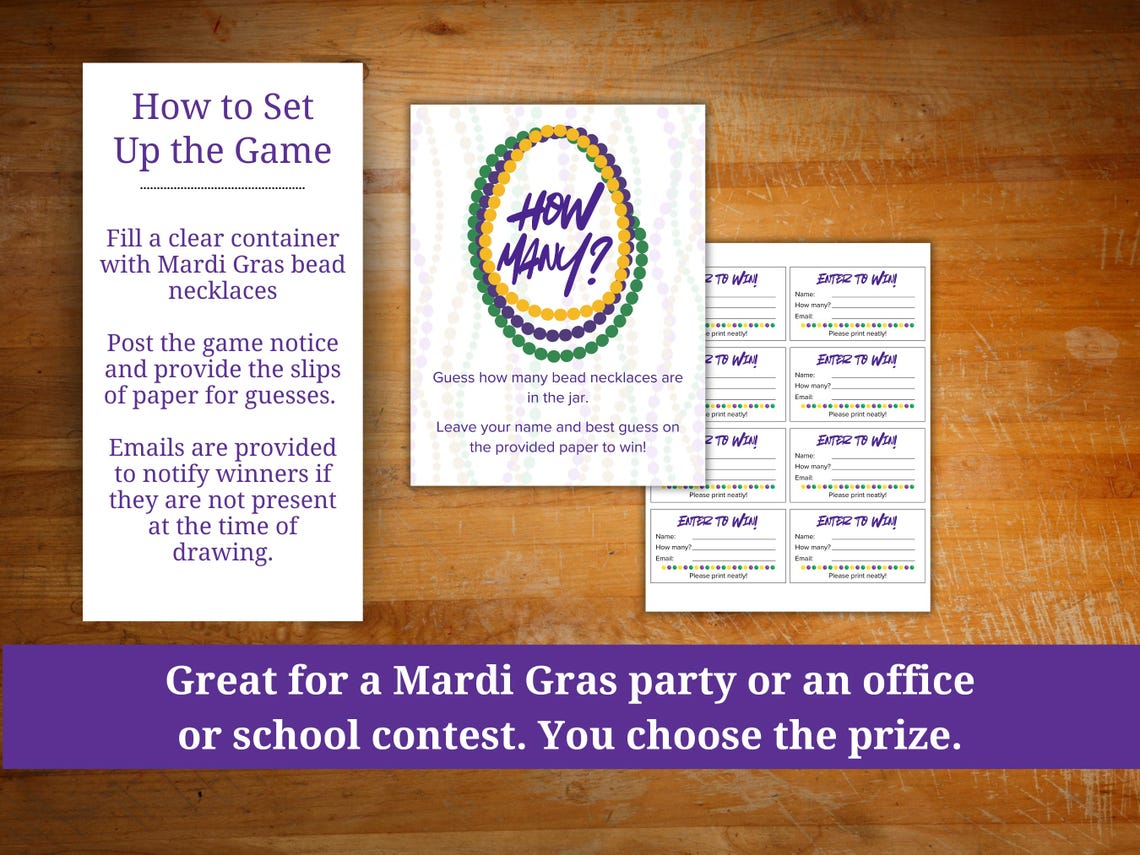 Mardi Gras Game, Activity for Mardi Gras Party, Contest for Office ...