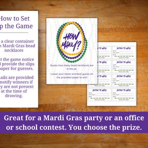 Mardi Gras Game, Activity for Mardi Gras Party, Contest for Office ...