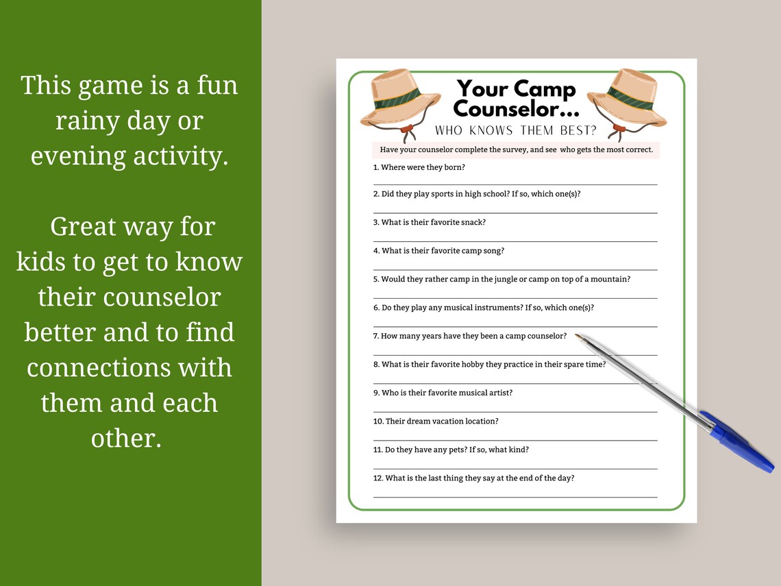 Summer Camp Game, Camp Counselor Icebreaker Game, Camp Activity Digital ...