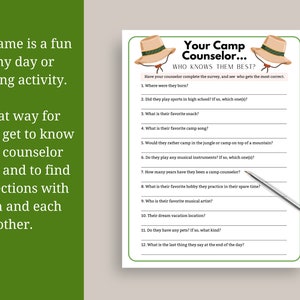 Summer Camp Game, Camp Counselor Icebreaker Game, Camp Activity Digital ...