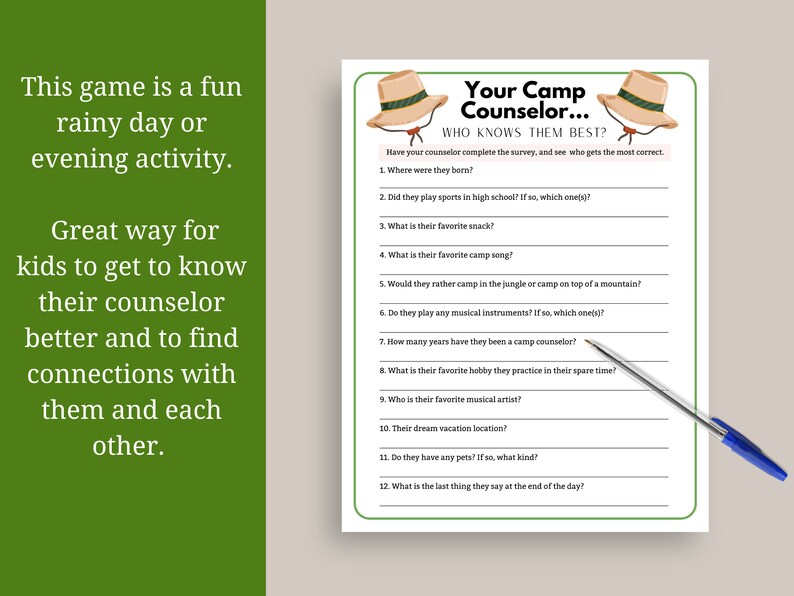 Summer Camp Game, Camp Counselor Icebreaker Game, Camp Activity Digital ...