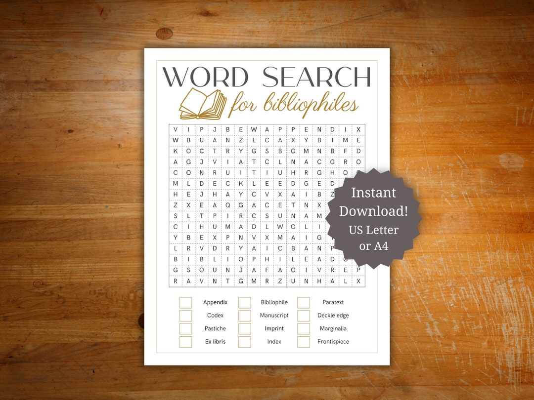 Word Search Book Club Game for Readers, Book Club Game, Literary Game ...