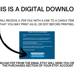 Book Club Guide Digital Download Editable Template, Book Club Planner ...