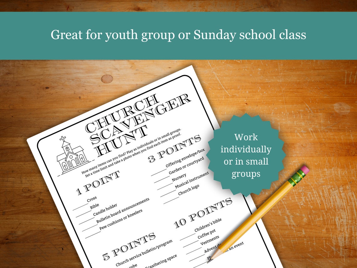 Church Scavenger Hunt for Children, Teen Youth Group Scavenger Hunt ...