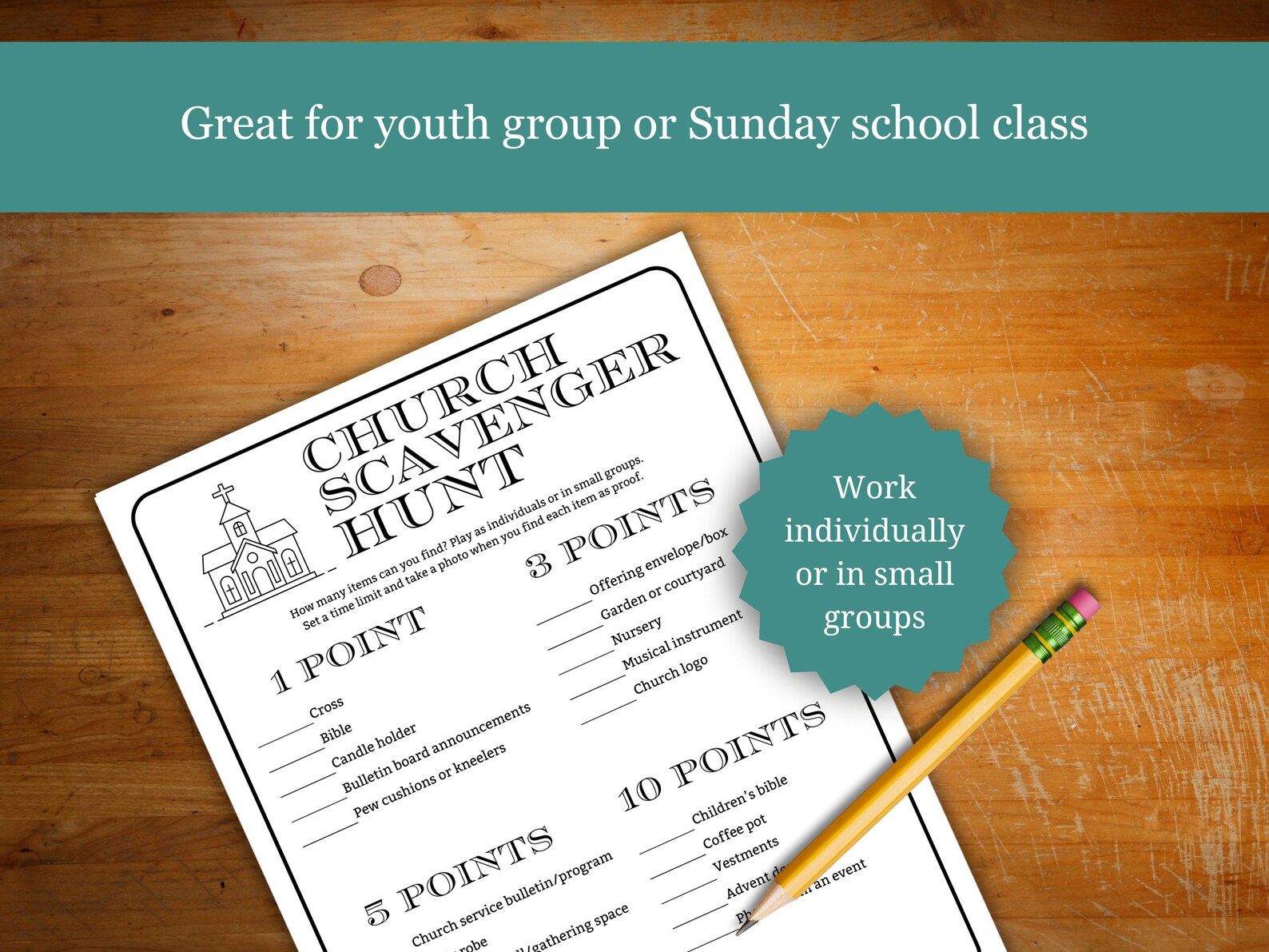 Church Scavenger Hunt for Children, Teen Youth Group Scavenger Hunt ...