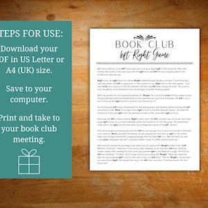 Book Club Game, Book Club Activity, Adult Book Club Activity, Left ...