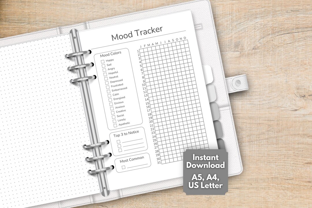 Mood Tracker a Year in Pixels, Annual Mood Tracker for Planner Insert ...
