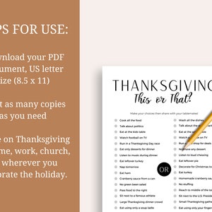 Thanksgiving Game This or That Printable, Thanksgiving Dinner Game ...