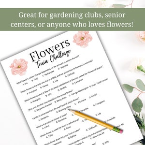 Trivia Game for Gardeners, Florists and Nature Lovers, Garden Party ...