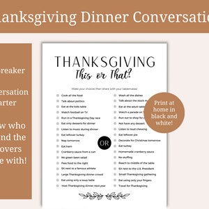 Thanksgiving Game This or That Printable, Thanksgiving Dinner Game ...