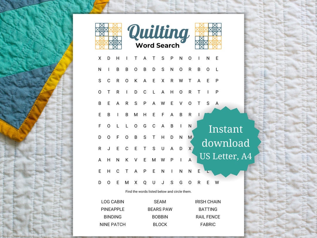 Quilting Guild Game, Word Search for Quilting Group, Word Search for ...
