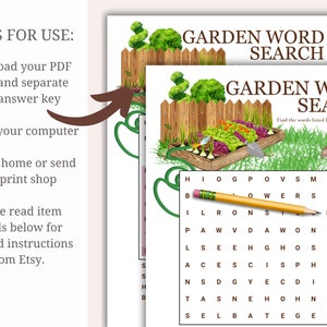 Spring Garden Word Search Game, Spring Activity for Classroom, Garden ...