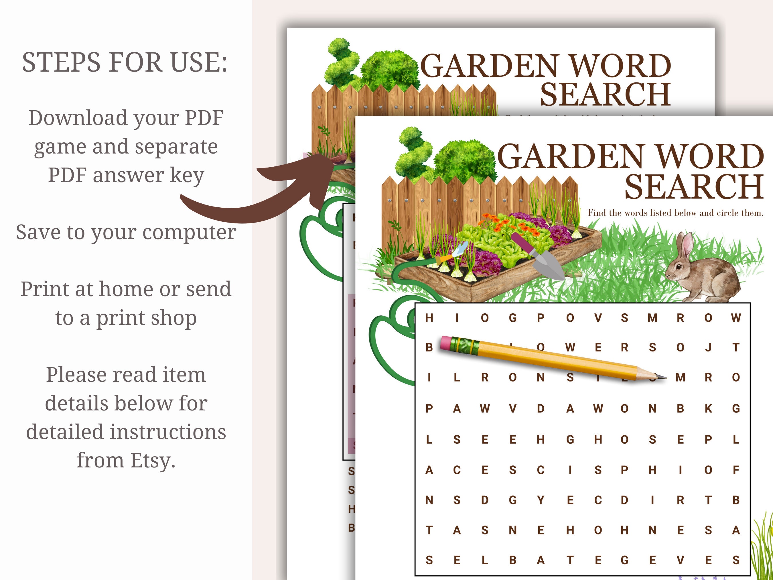 Spring Garden Word Search Game, Spring Activity for Classroom, Garden ...