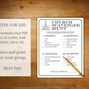 Church Scavenger Hunt for Children, Teen Youth Group Scavenger Hunt ...