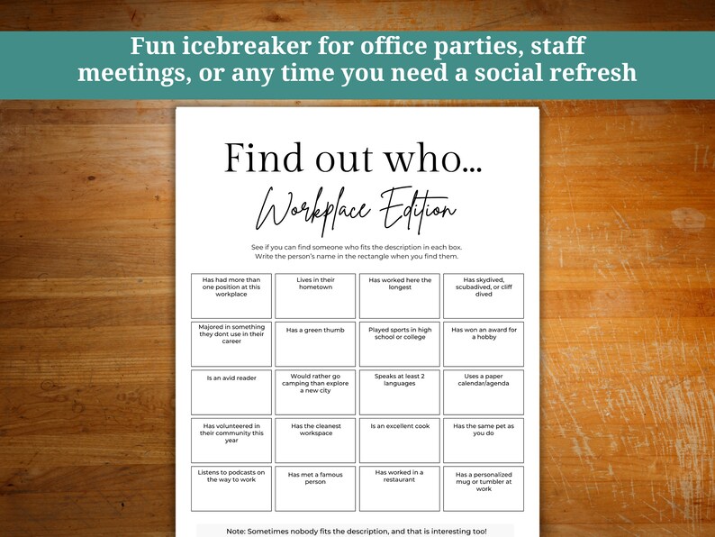 Office Party Game, Icebreaker Game for Employees, Coworker Game or ...