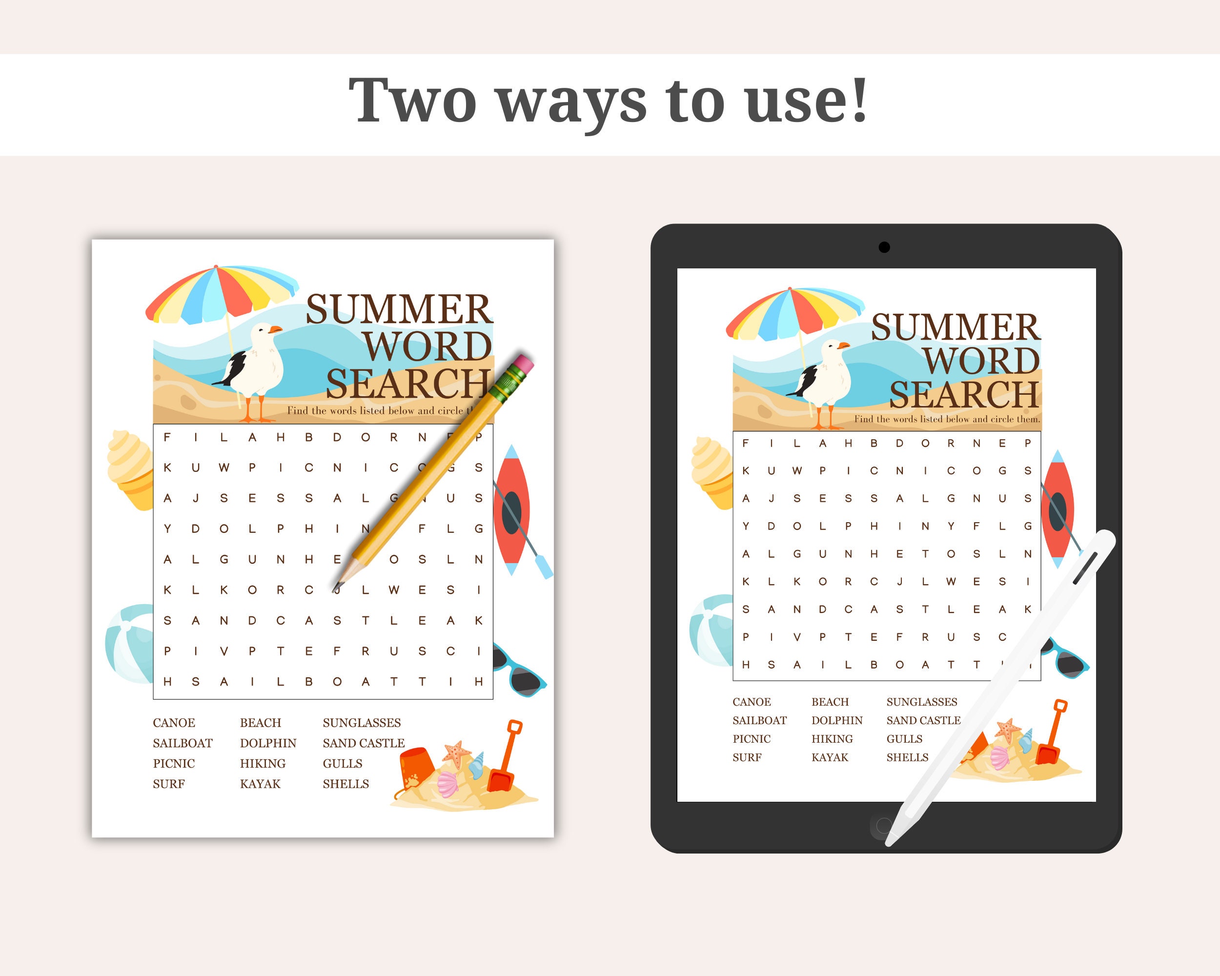 Summer Word Search Summer Activity, Beach Vocabulary Word Game ...