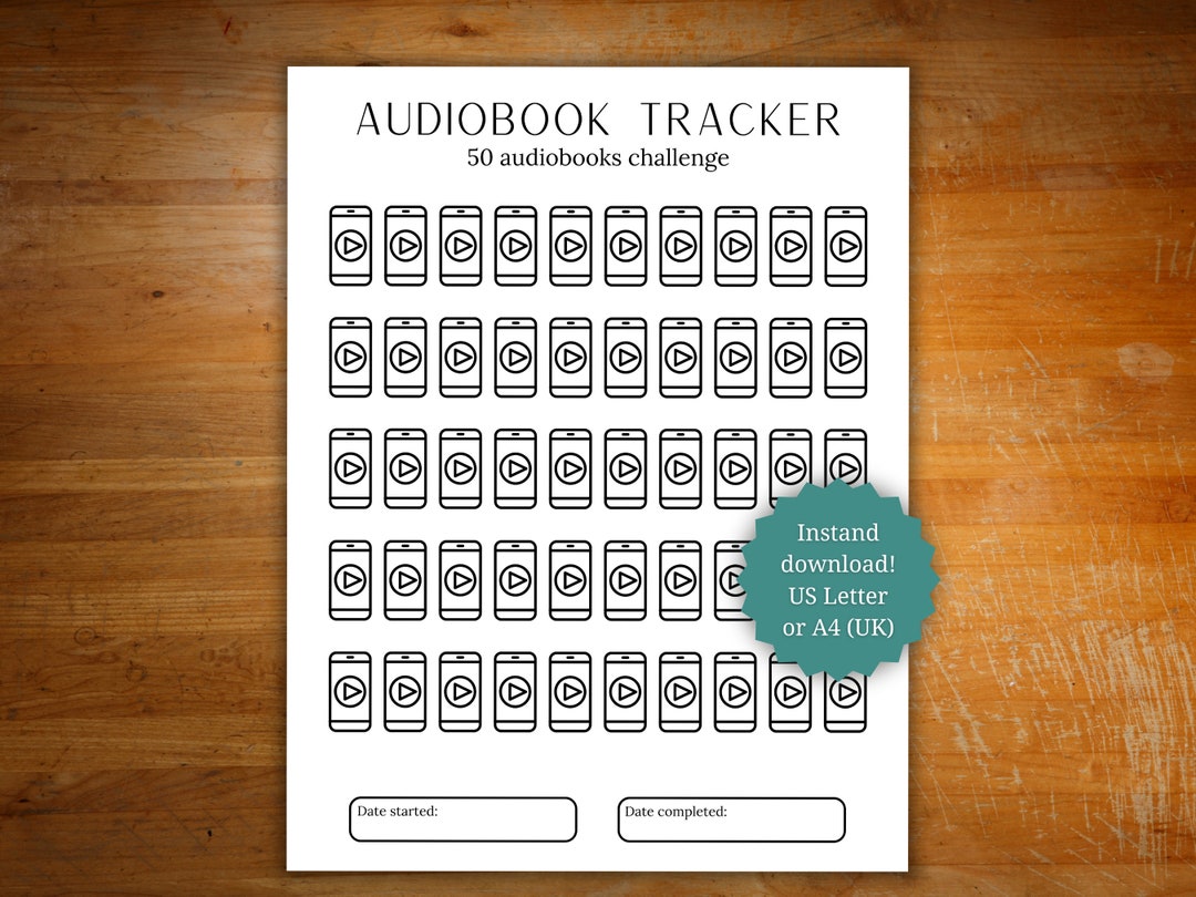 Annual Audio Book Tracker 2025 or Digital Audiobook Tracker, Color and ...